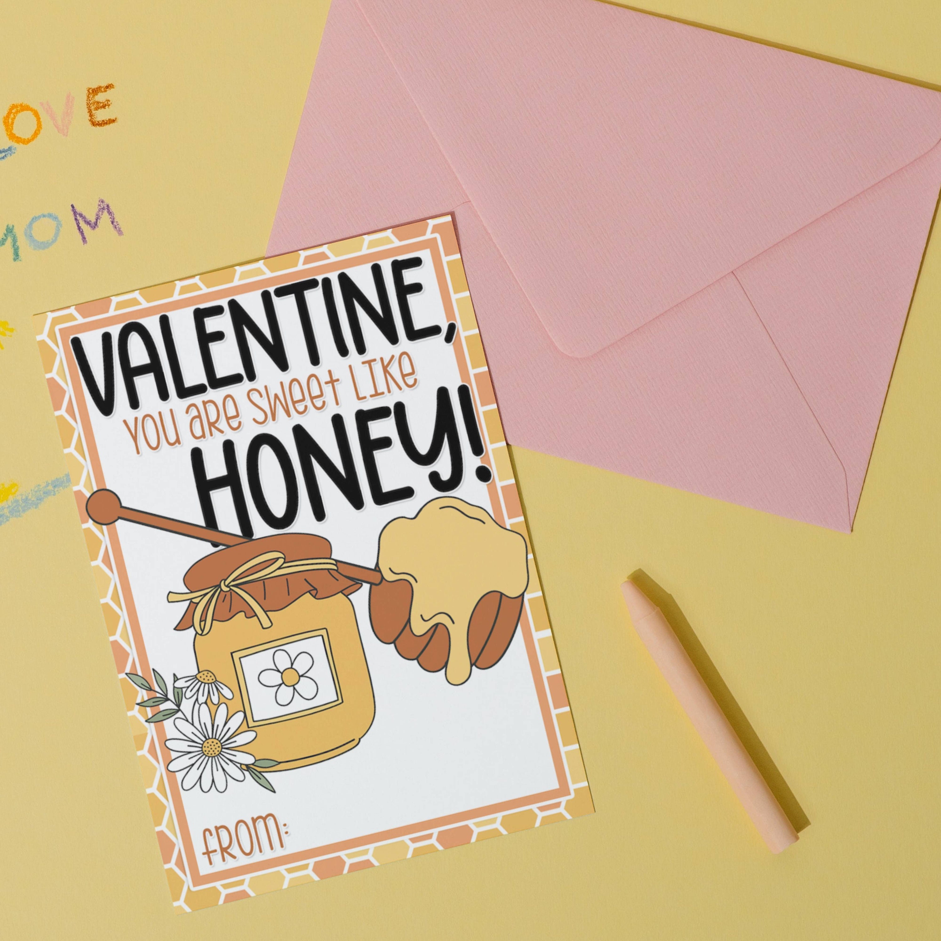Printable Bee Valentine's Day Cards Template, DIY Valentine's Day Card ...
