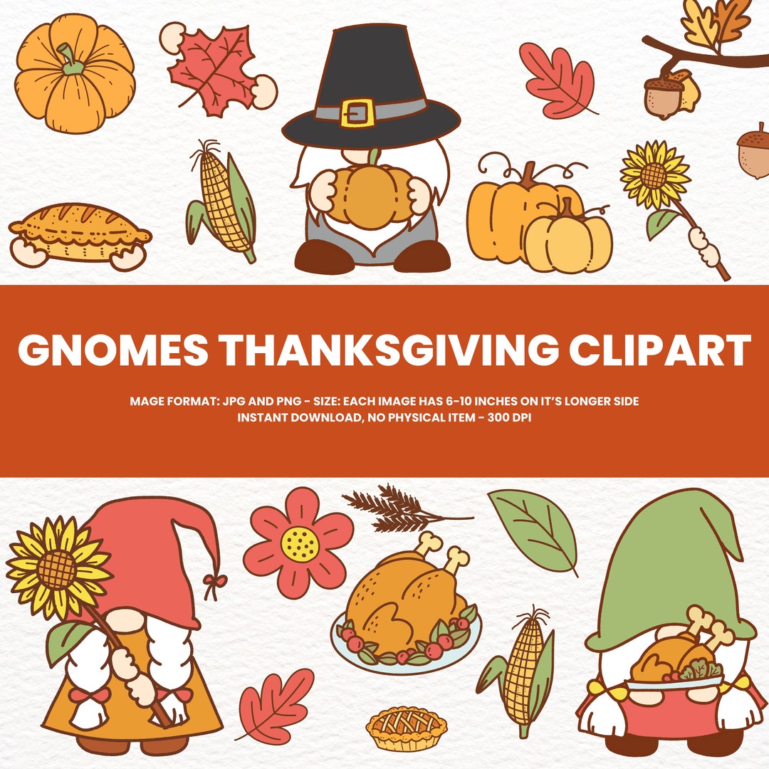Gnomes Thanksgiving Clipart Gnome Clipart Thanksgiving - Etsy