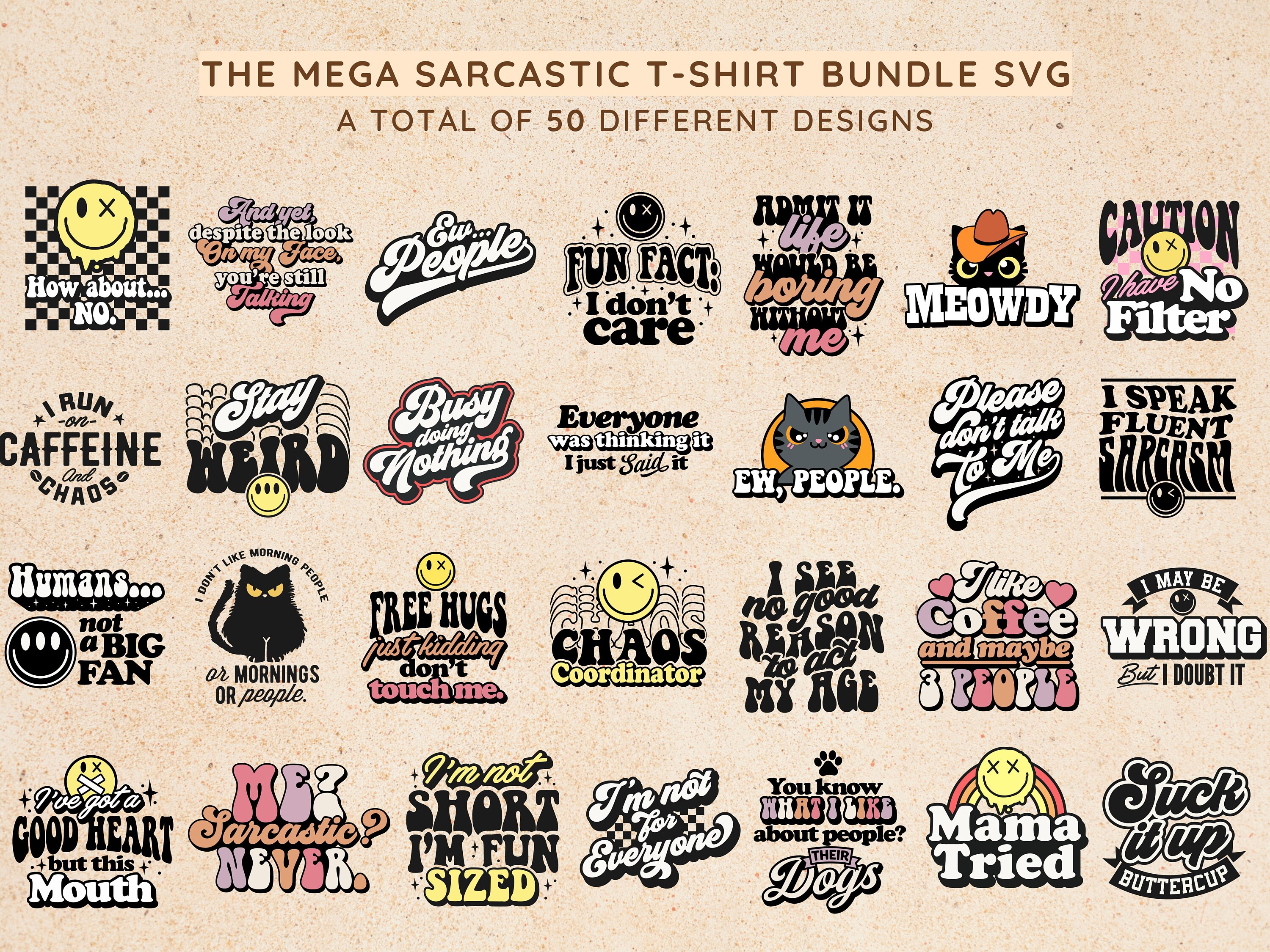Funny Svg Big Bundle, Sarcastic, Designer Svg Bundle, Funnies, Sassy ...