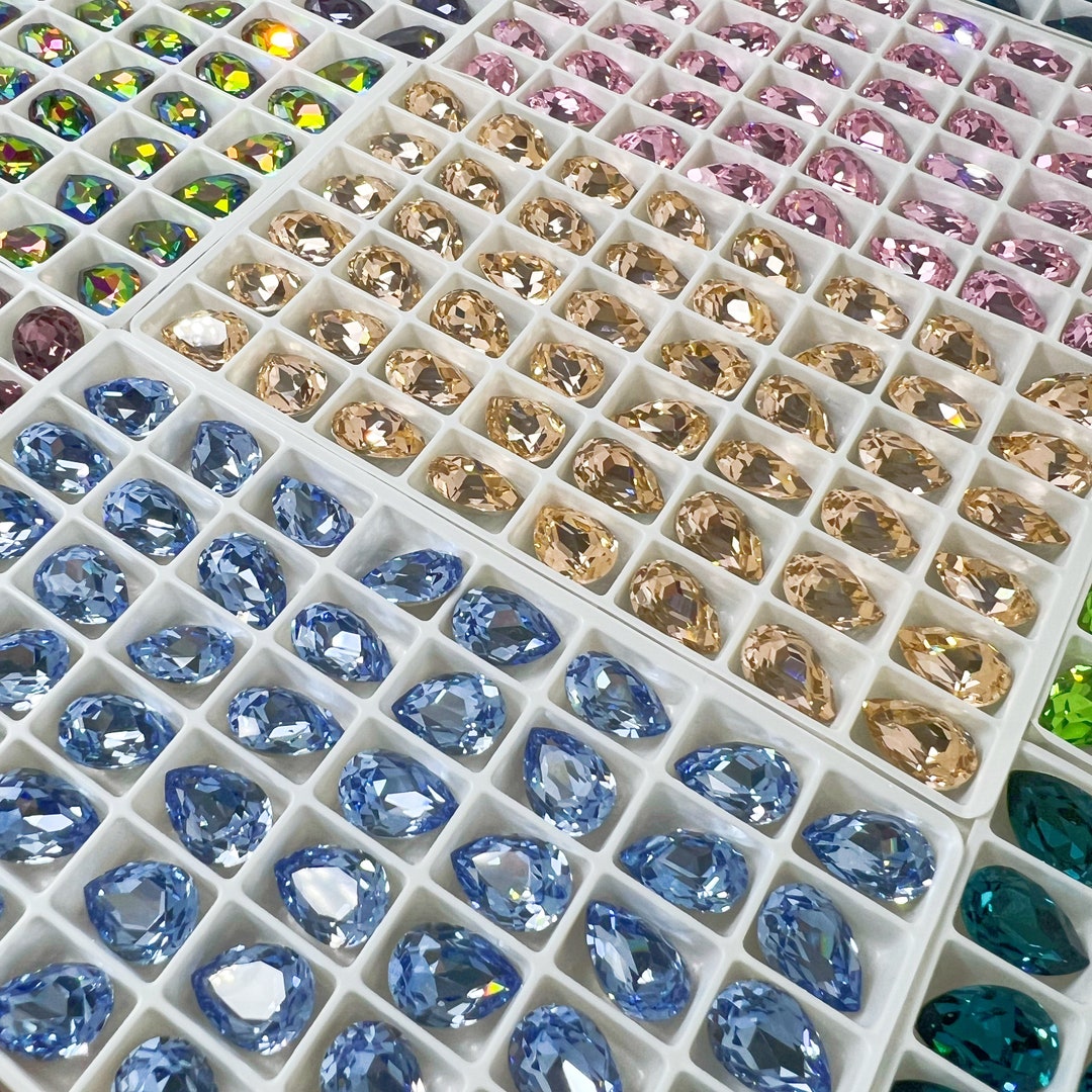 14x10mm Teardrop Crystal Shadow Glass Gemstone, Foil Back, Point Back ...