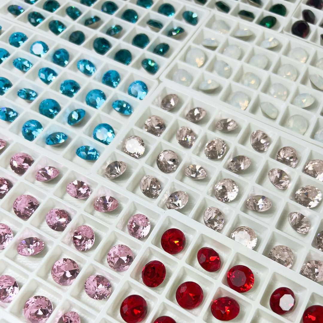 12mm Chaton Rhinestone Glass Crystal, Foiled, Pointed Back Chaton ...