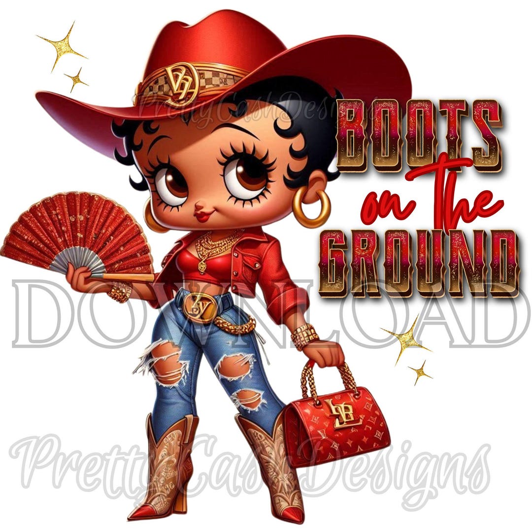 Betty Boop in Red Boots on the Ground Png Betty Boop PNG Digital File ...