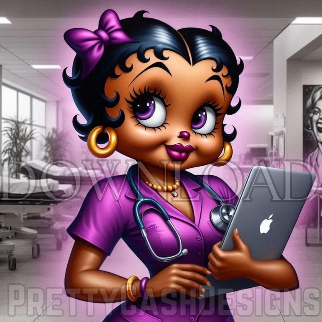 Hero Betty Boop Nurse in Purple, CNA, RN, LVN, Png, Clip Art ...