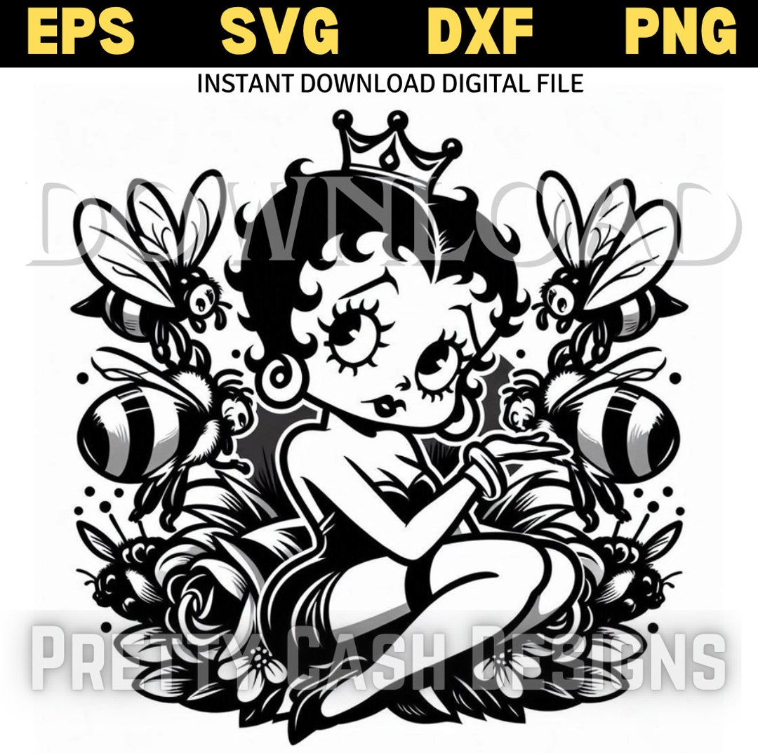 Cute Betty Boop Svg, Queen Bee, Bee Svg, Betty Boop, Betty Boop Clipart ...