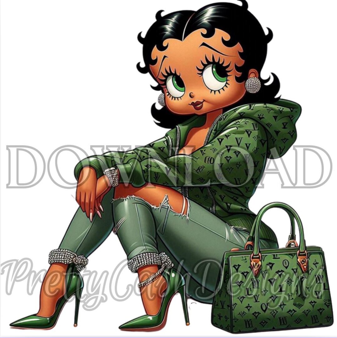 Boujee Betty Boop in Green Hoodie, Ripped Jeans, High Heel Boots ...