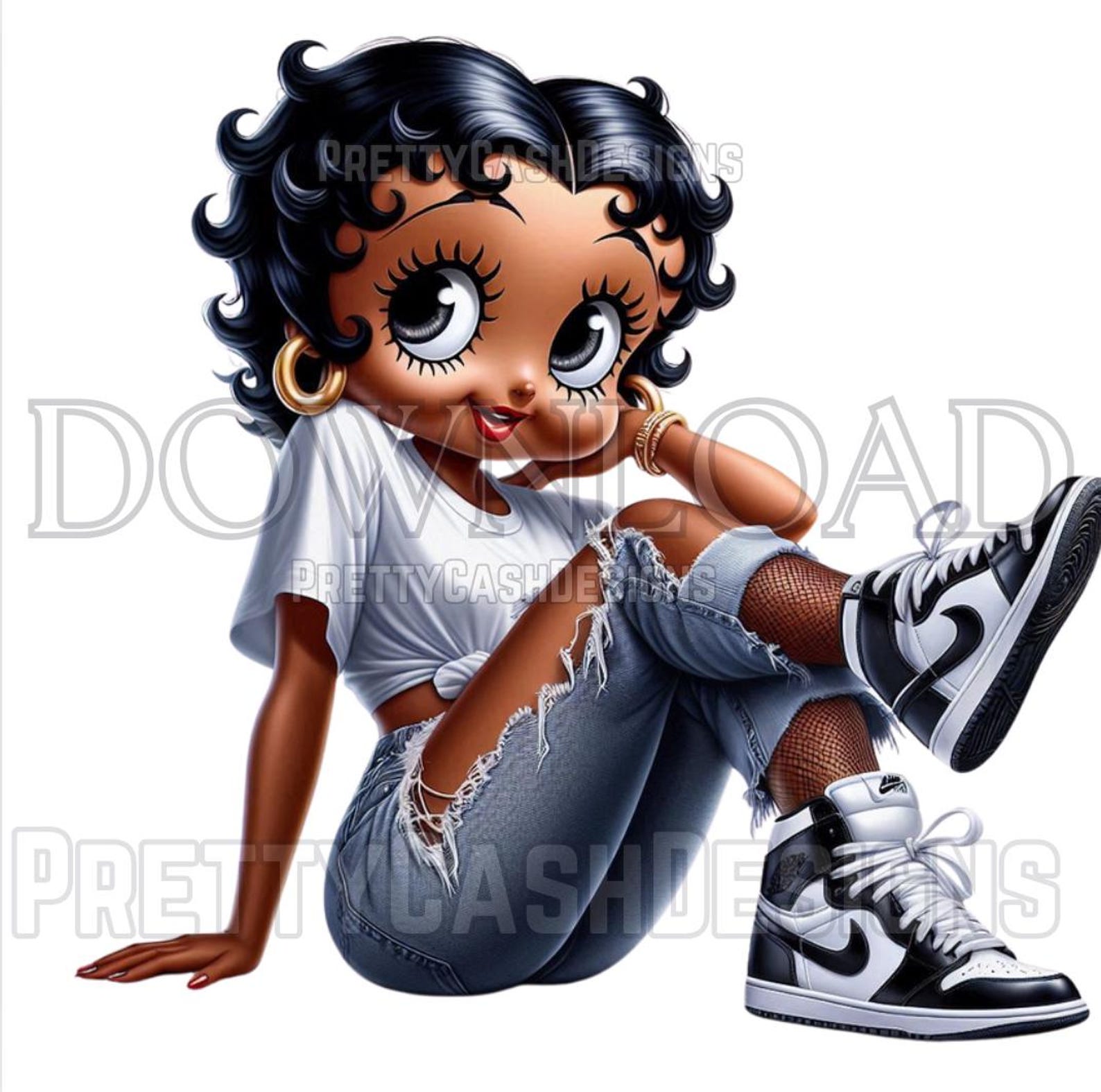 Betty Boop Png, Betty Boop in Sneakers, High Resolution File for DTF ...