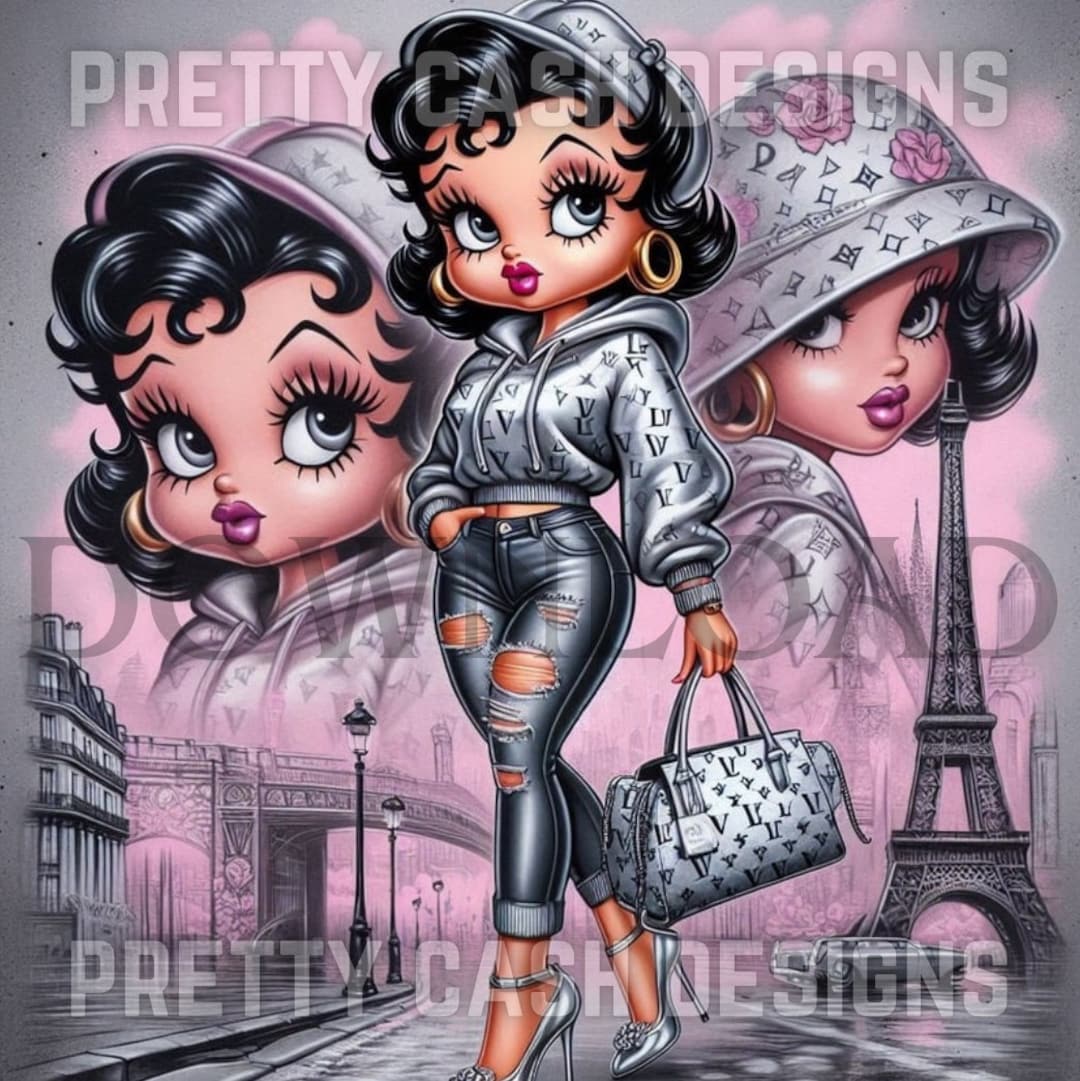Silver Betty Boop Trio Portrait, Paris Betty Boop PNG, Sublimation ...