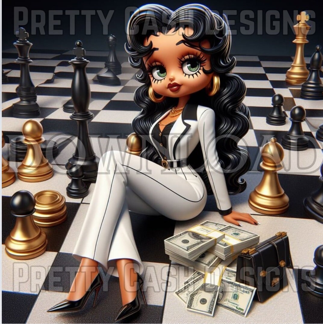 Chess Boss Betty Boop PNG Sublimation Design Download DTF Shirt Sticker ...