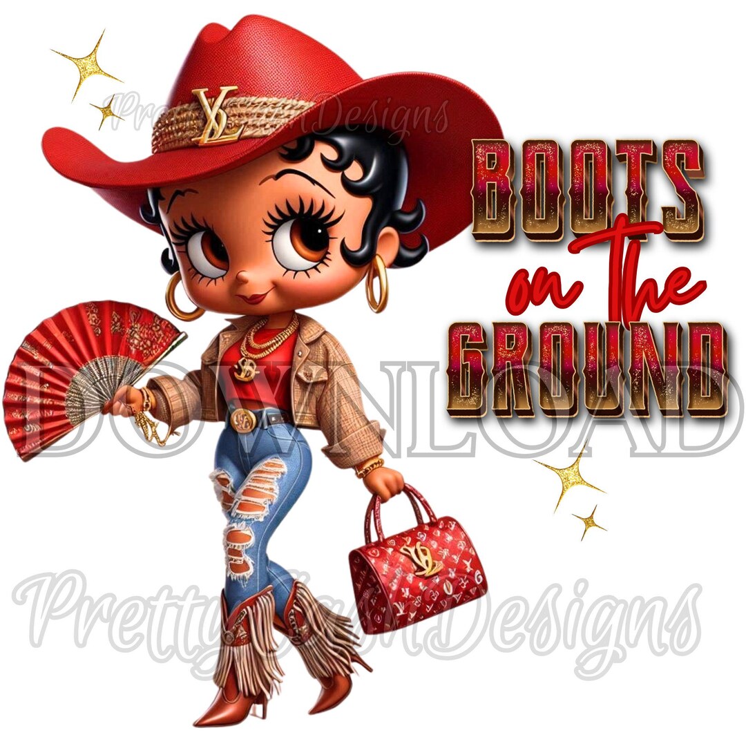 Betty Boop in Red Boots on the Ground Png Betty Boop PNG Digital File ...
