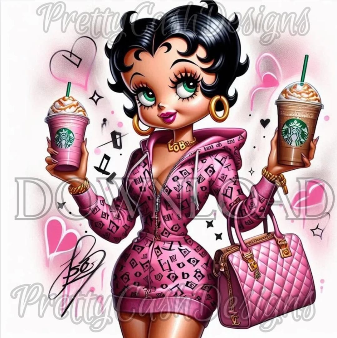 Boujee Betty Boop Svg, Png, Lv Betty Boop in Pink Hoodie Dress, Latte ...