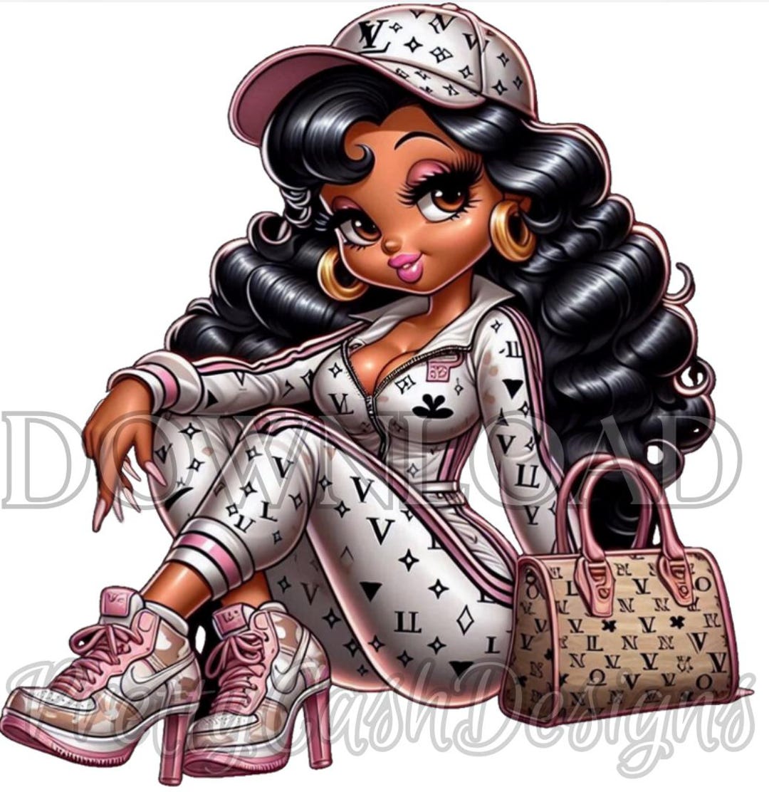 Baddie Betty Boop in Pink White Jumpsuit, Sneakers Heels, Sublimation ...