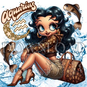 Ocean Betty Boop Png, Aquarius, Zodiac, Birthday Girl, Clip Art ...
