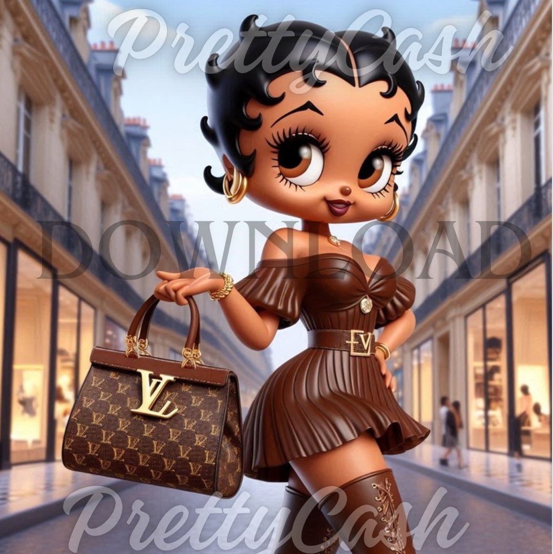 Lv Brown Betty Boop at the Shops, Svg Files, Clip Art, Sublimation, PNG ...