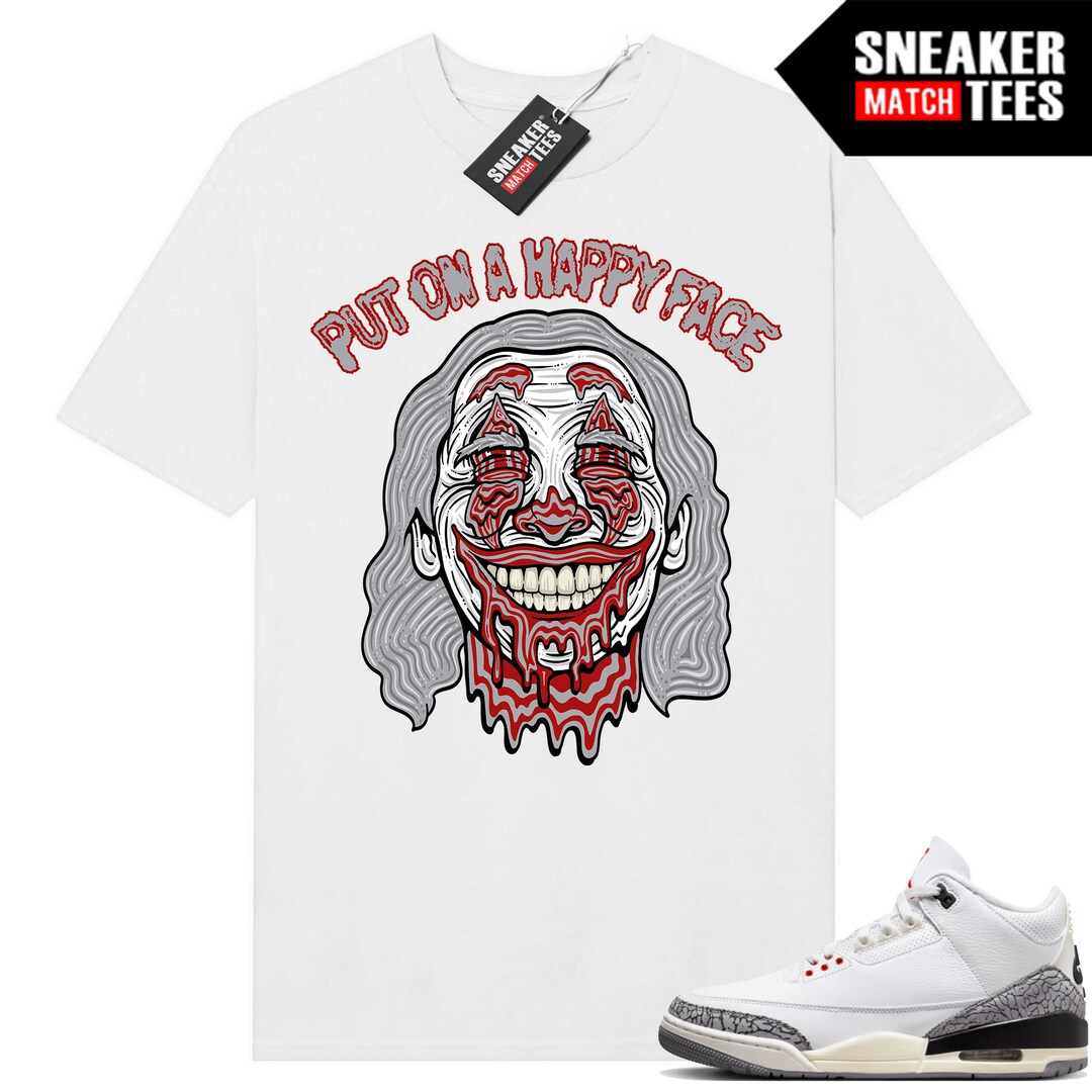 White Cement 3s to Match Sneaker Match Tees White trippy Clown - Etsy