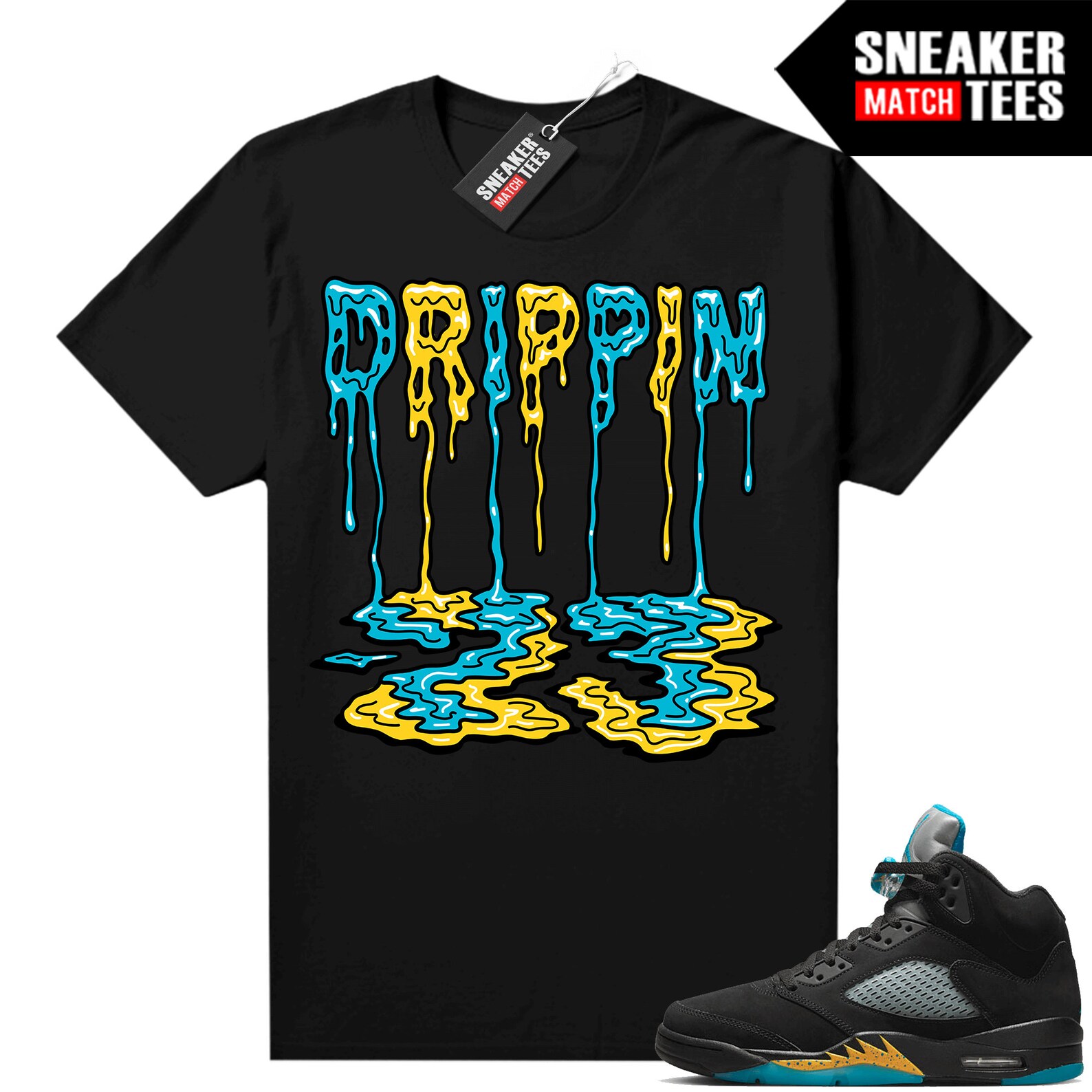 Aqua 5s Shirts to Match Sneaker Match Tees Black Drippin 23 - Etsy