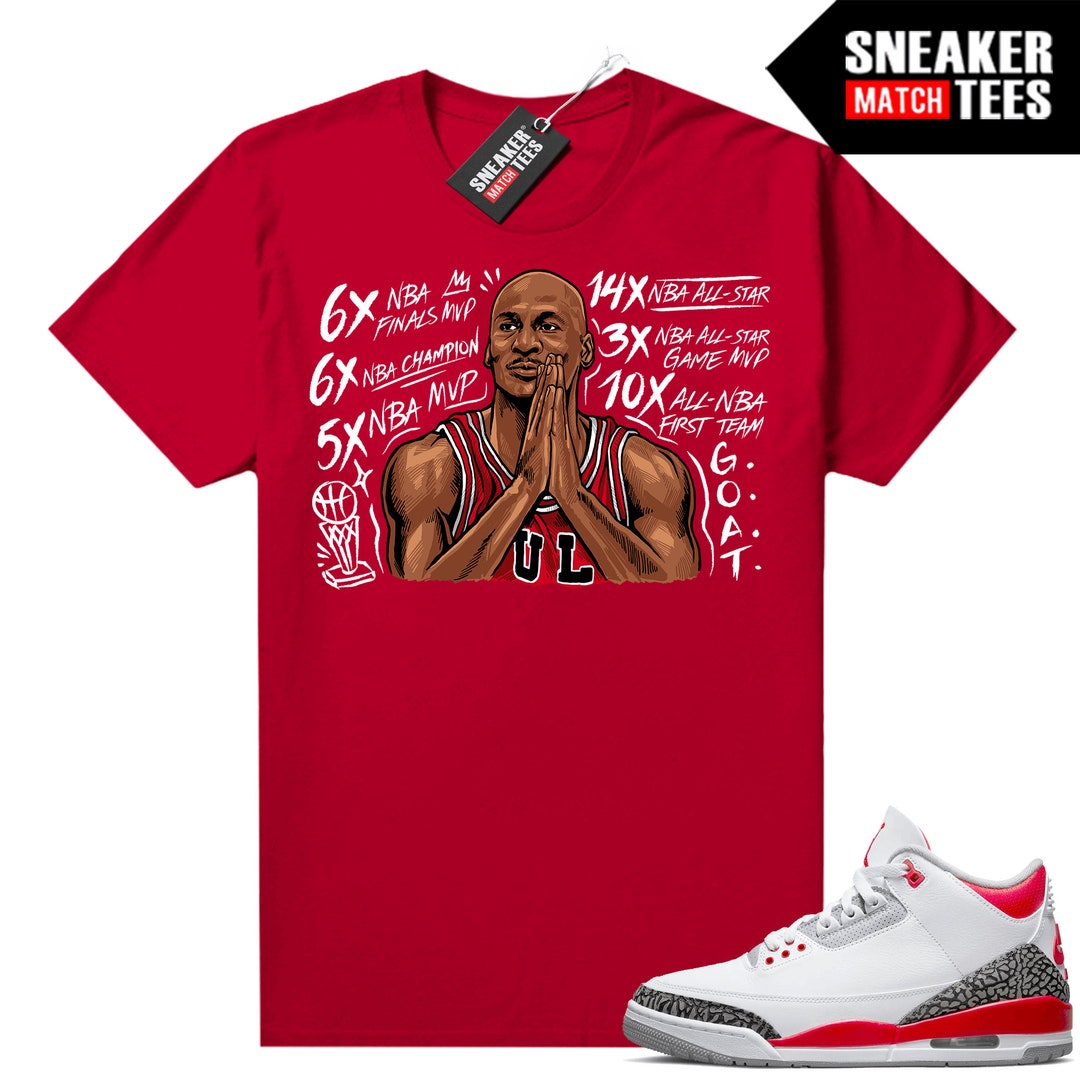 Fire Red 3s Sneaker Match Tees Red mj Accolades - Etsy