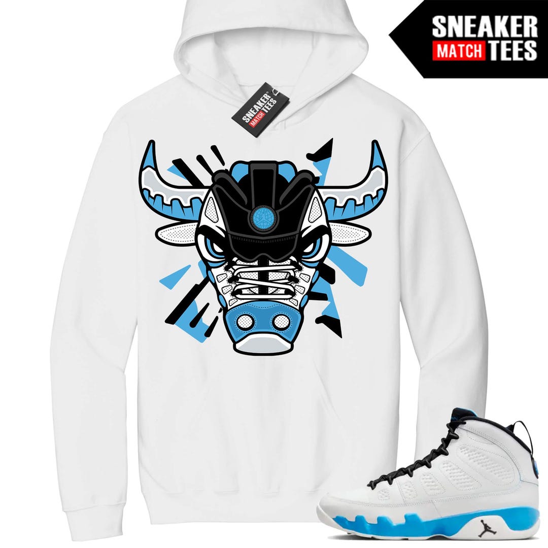 Jordan 9 Powder Blue Sneaker Match Hoodie White Retro 9s Bull - Etsy