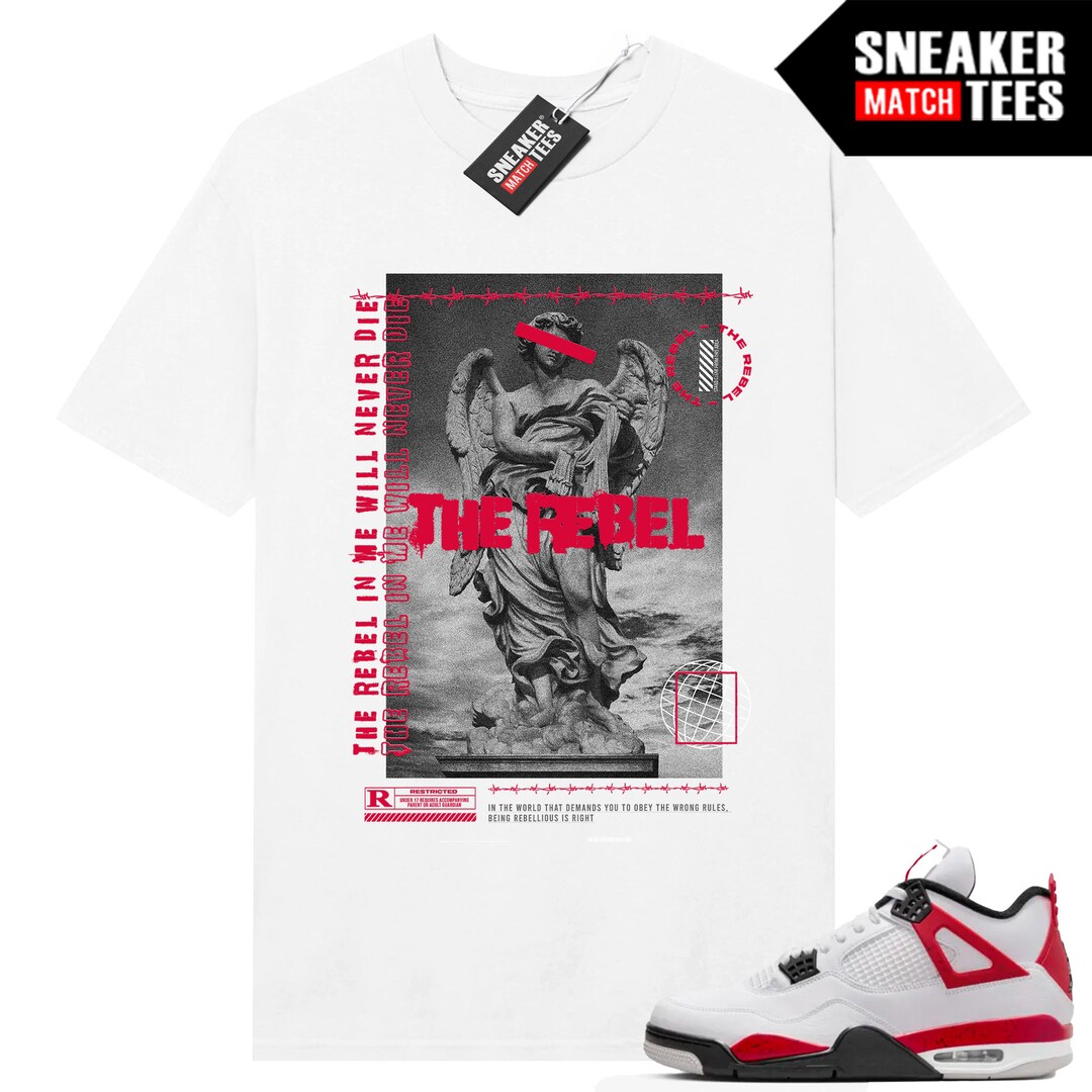 Red Cement 4s to Match Sneaker Match Tees White "rebel" - Etsy
