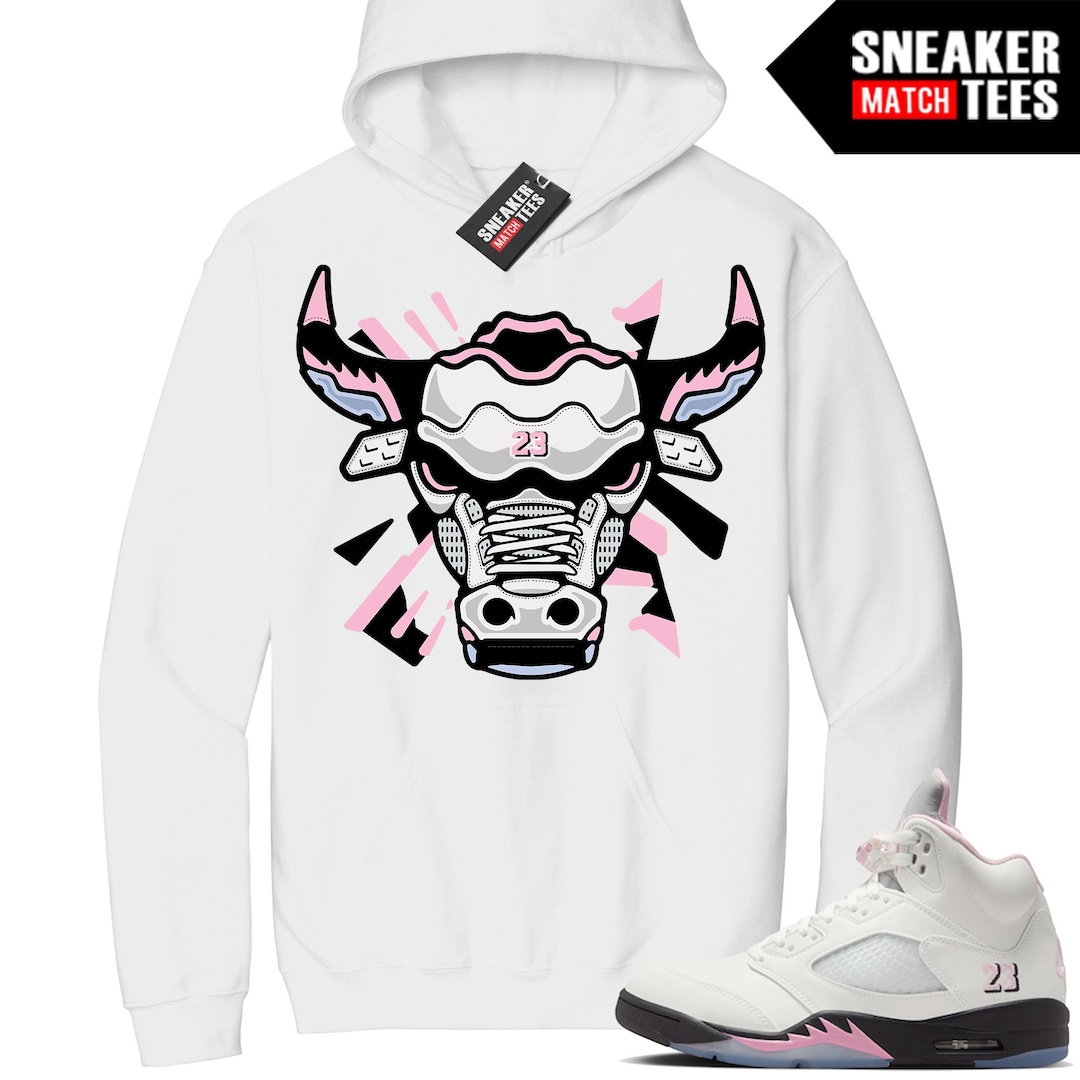 Jordan 5 Soft Pink Sneaker Match Hoodie White Retro 5s Bull - Etsy