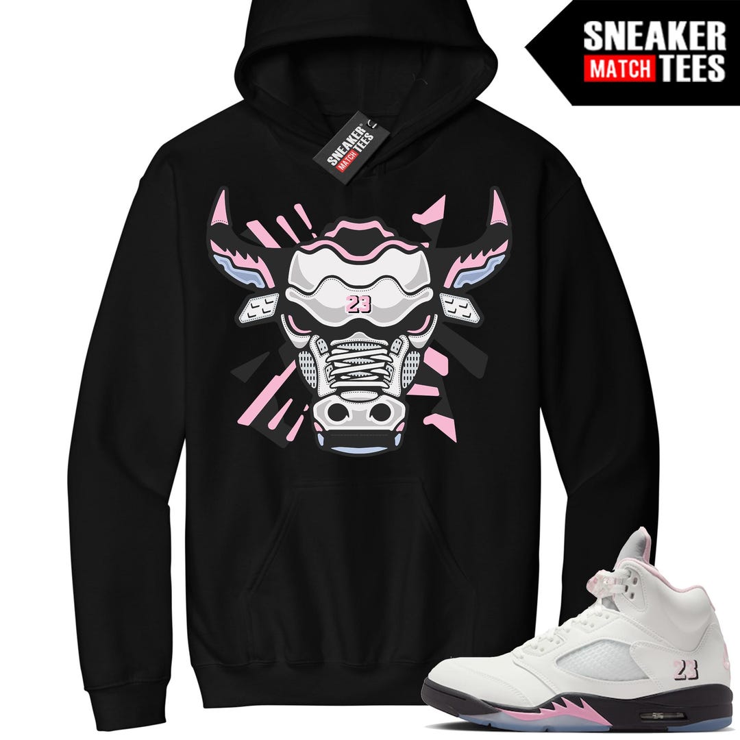 Jordan 5 Soft Pink Sneaker Match Hoodie Black Retro 5s Bull - Etsy