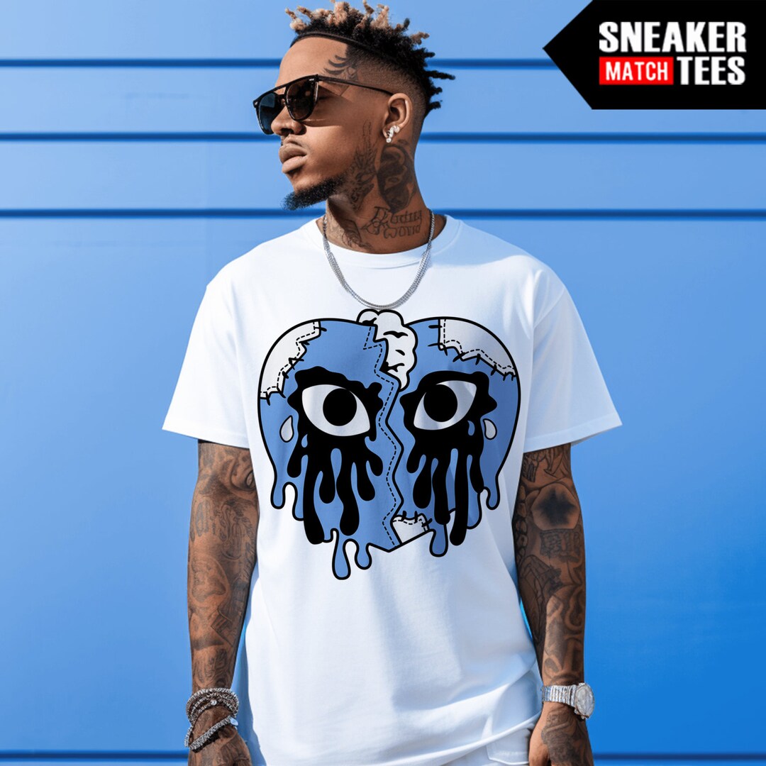 University Blue 1s to Match Sneaker Match Tees White sadden Heart - Etsy