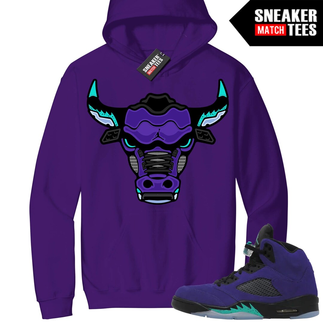 Jordan 5 Alternate Grapes Sneaker Match Hoodie Purple Retro 5s Bull - Etsy