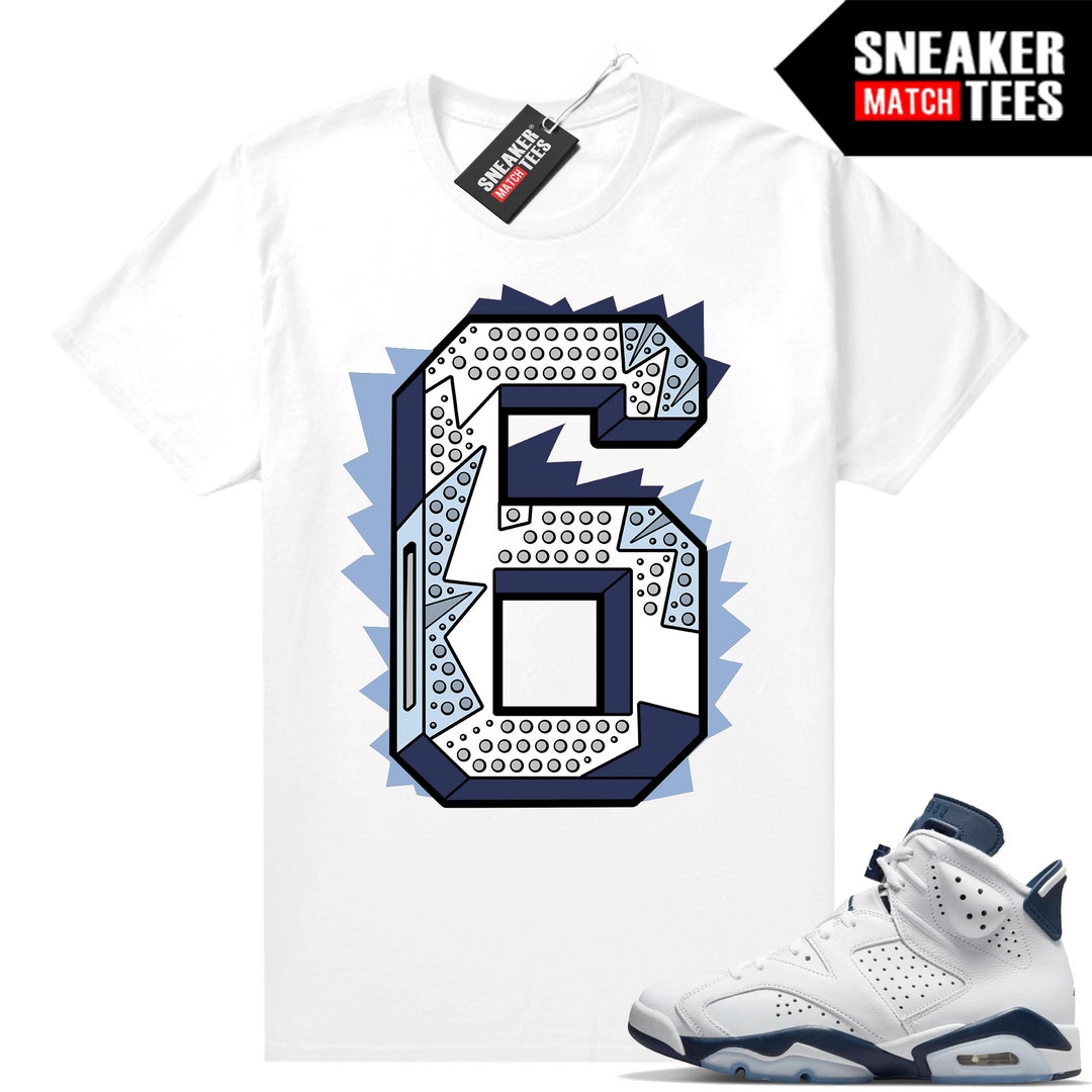 Midnight Navy 6s Sneaker Match Tees White Six - Etsy