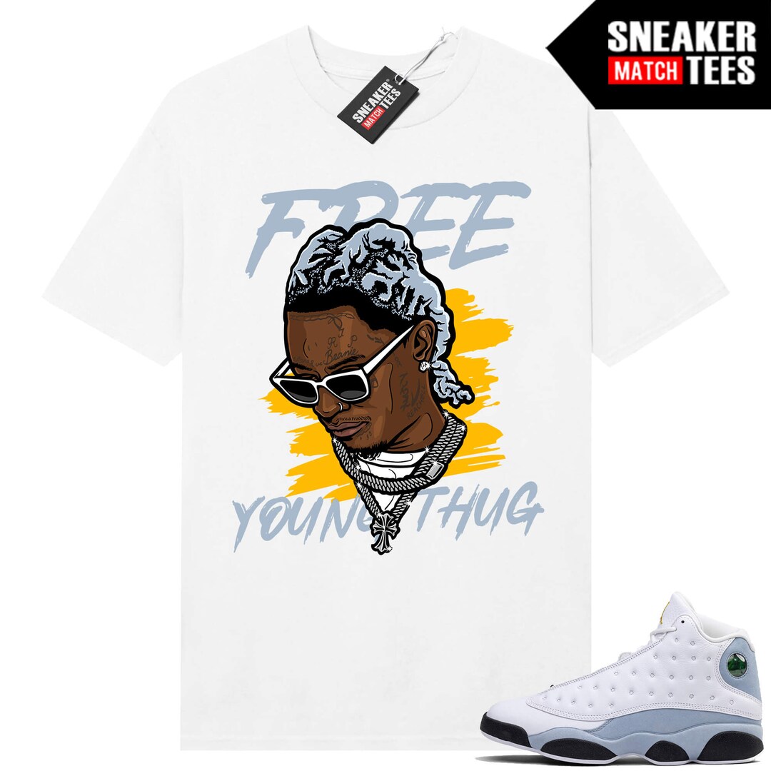 Jordan 13 Blue Grey Retro to Match Sneaker Match Tees White "free ...