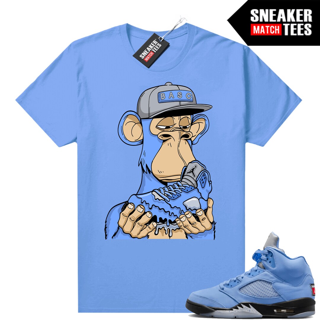 UNC 5s to Match Sneaker Match Tees University Blue drippy 5s - Etsy