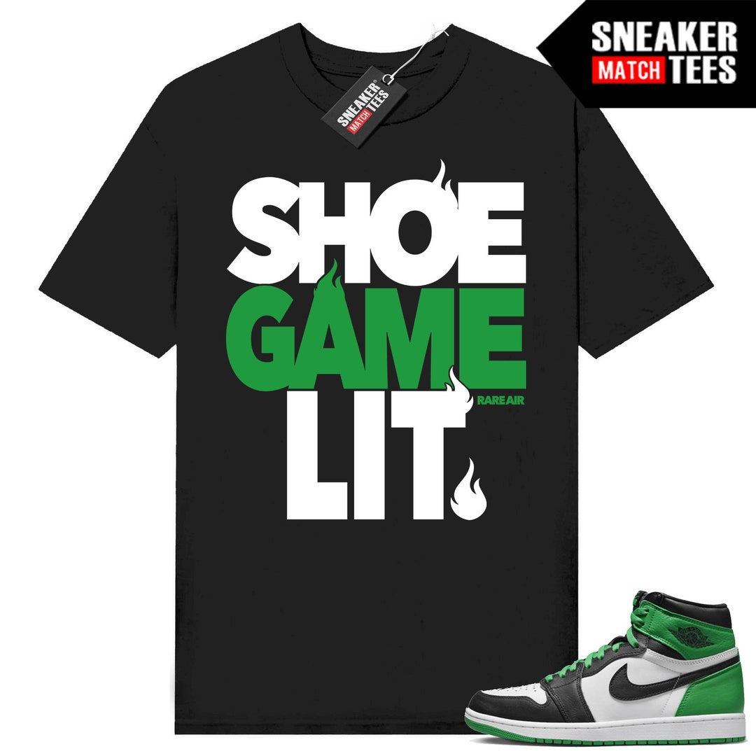 Lucky Green 1s Sneaker Match Tees Black shoe Game Lit - Etsy