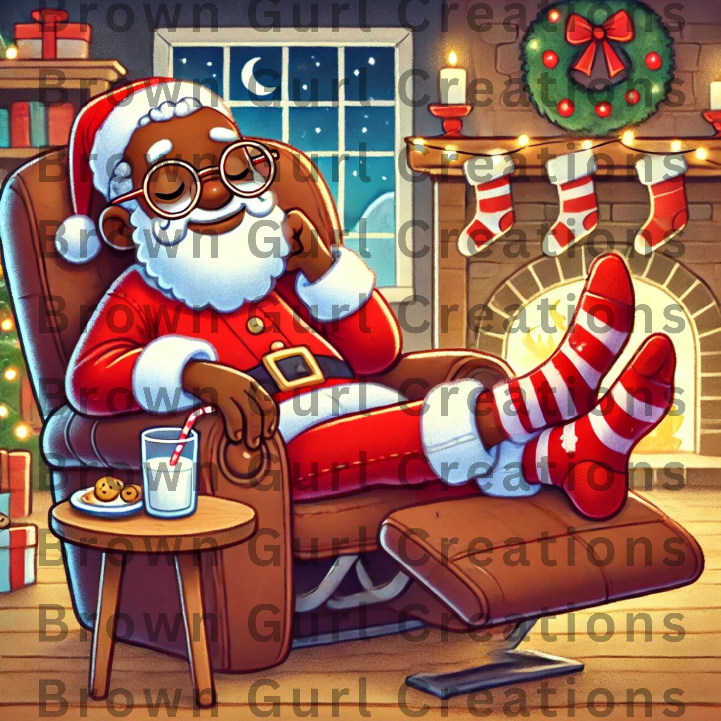 African-american Santa Claus | Clipart | Pillows | Greeting Cards ...