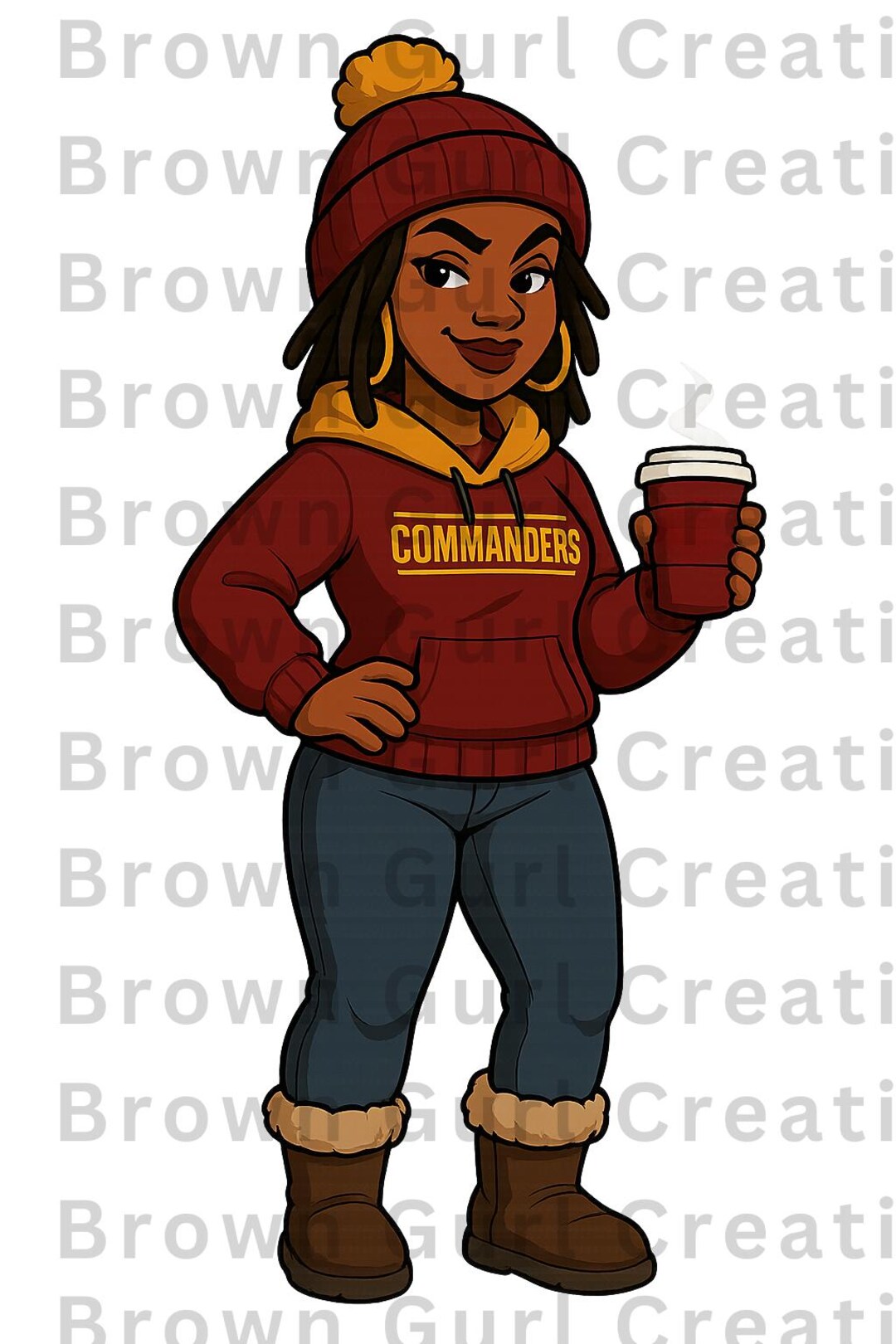 Washington Commanders Fan Girl Digital Illustration (PNG) - Etsy