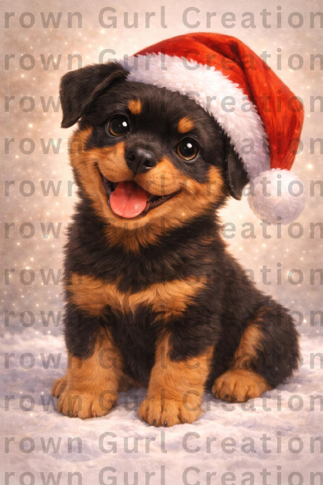 Christmas Rottweiler Pup Digital Art | Festive Holiday Dog Digital ...