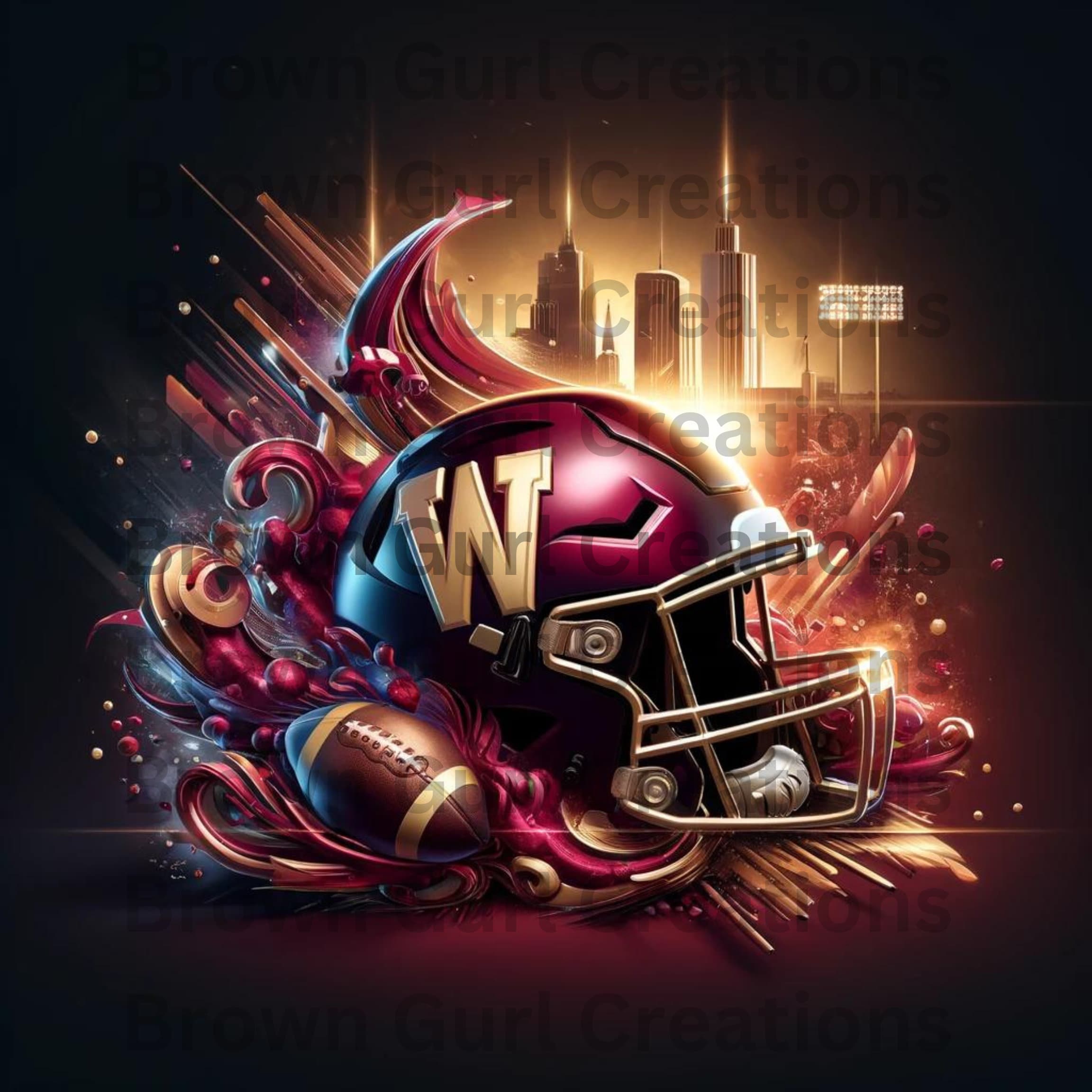 Washington Commanders-inspired Digital Print | Burgundy & Gold Football ...