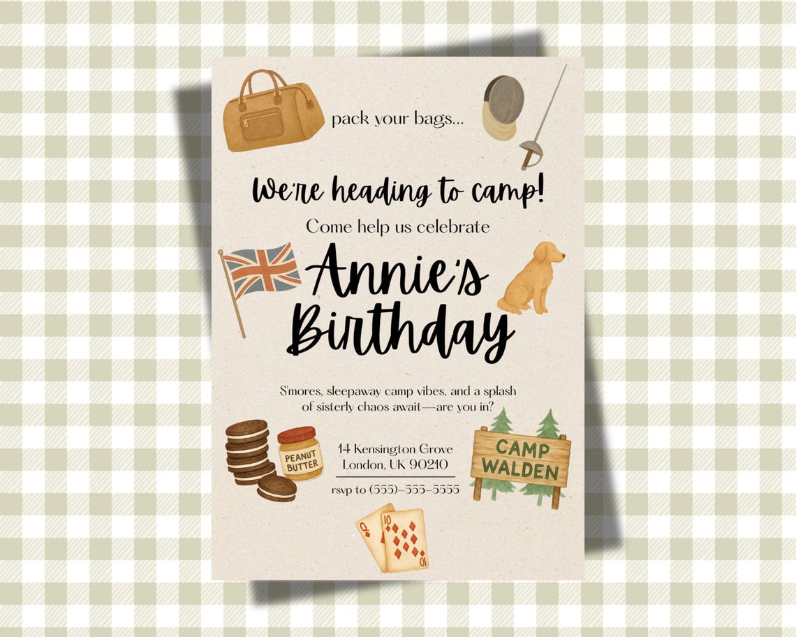 Parent Trap Birthday Invitation | Camp-themed Printable Invite ...