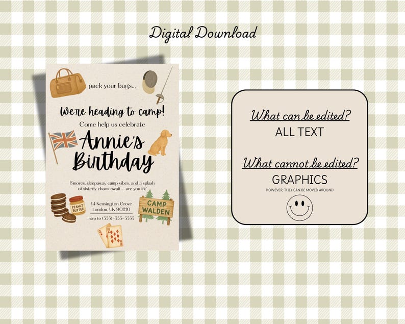 Parent Trap Birthday Invitation | Camp-themed Printable Invite ...
