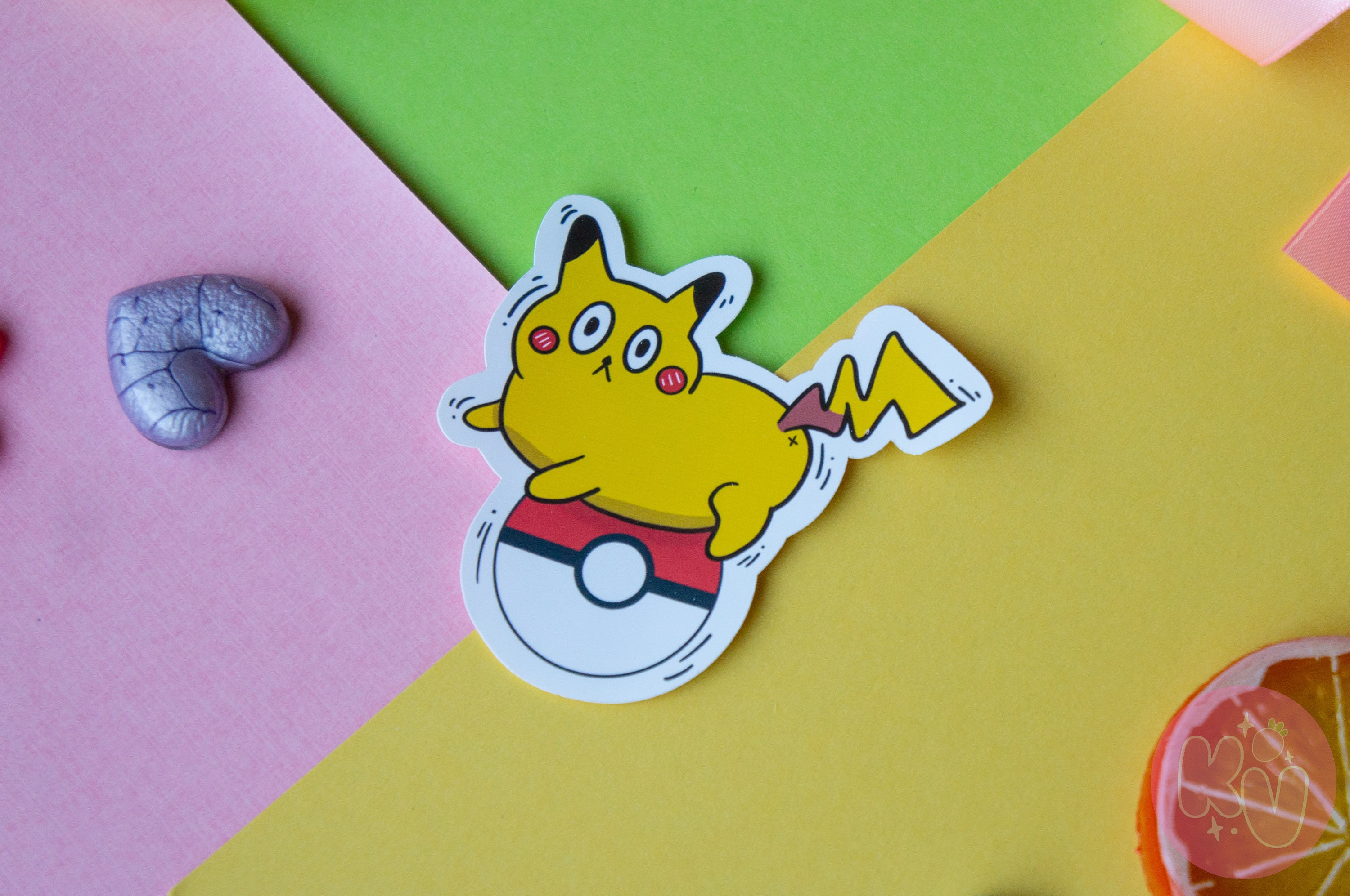 Chubby Pikachu Fan Art Kawaii Die Cut Sticker Matte Weatherproof ...