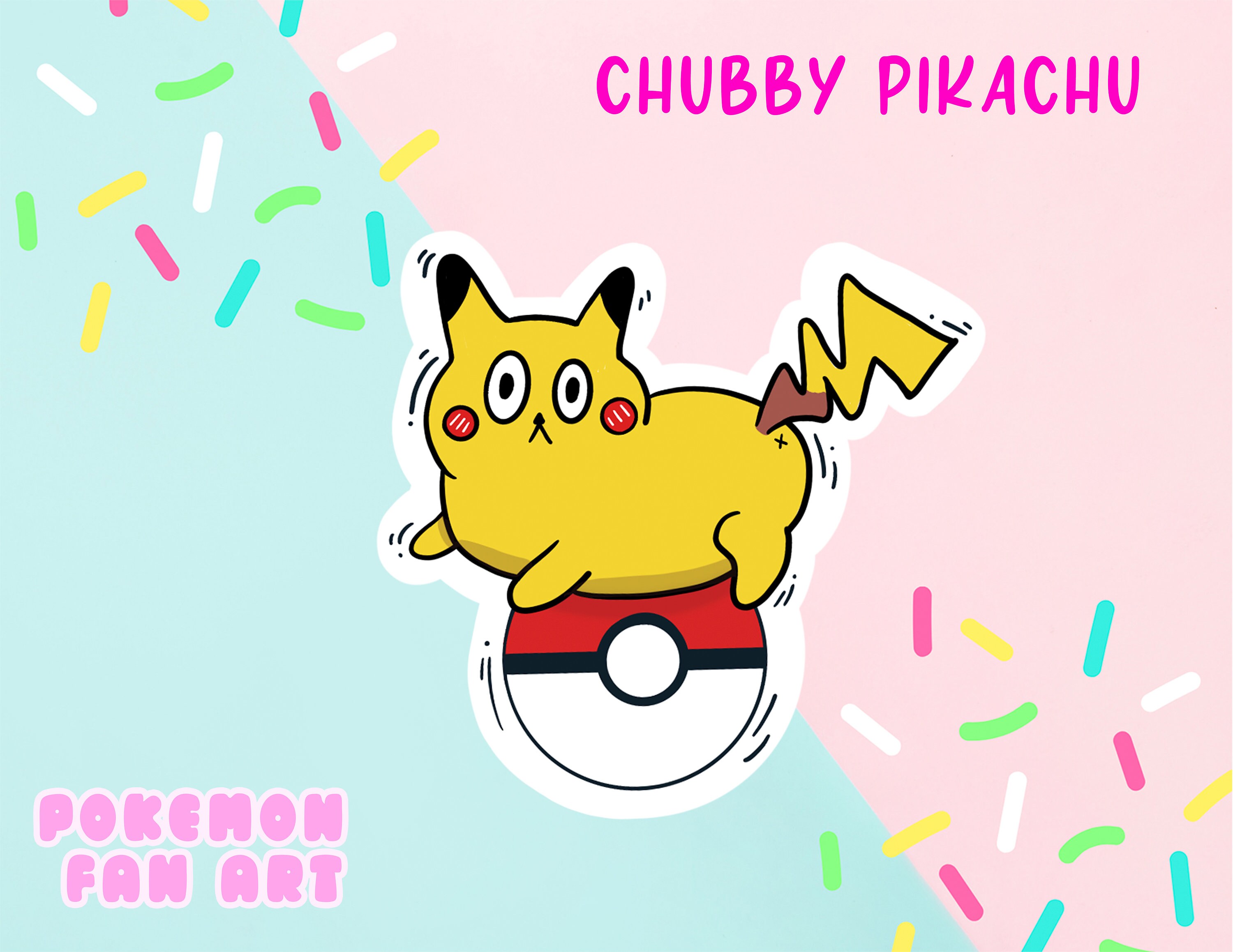 Chubby Pikachu Fan Art Kawaii Die Cut Sticker Matte - Etsy UK