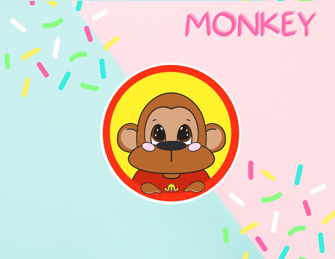 Kawaii Monkey Die Cut Sticker - Etsy
