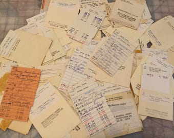 Vintage Library Checkout Card Sticker // Die Cut, Kraft Paper, Birthday ...