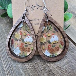 Chicken Earrings- Rooster Earrings - Etsy