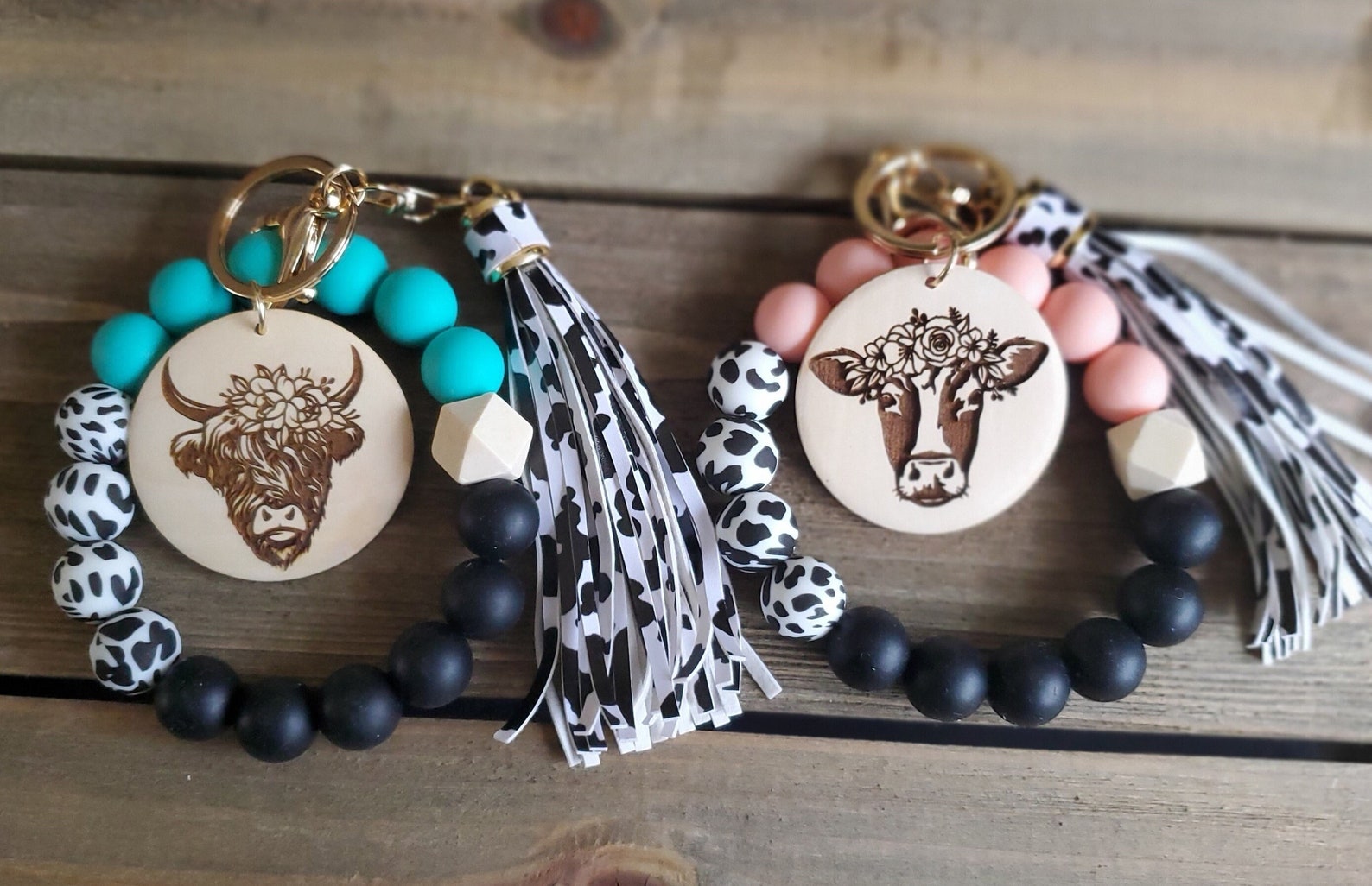 Wristlet Cow Print Highland Cow-keychain - Etsy