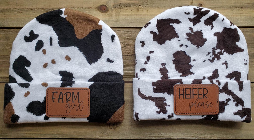 Adult Cow Print Beanie Cow Print Toboggan - Etsy