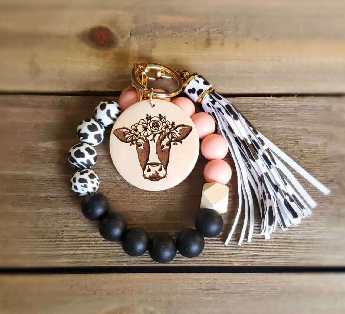Wristlet Cow Print Highland Cow-keychain - Etsy