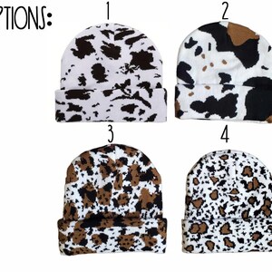 Adult Cow Print Beanie, Cow Print Toboggan. - Etsy