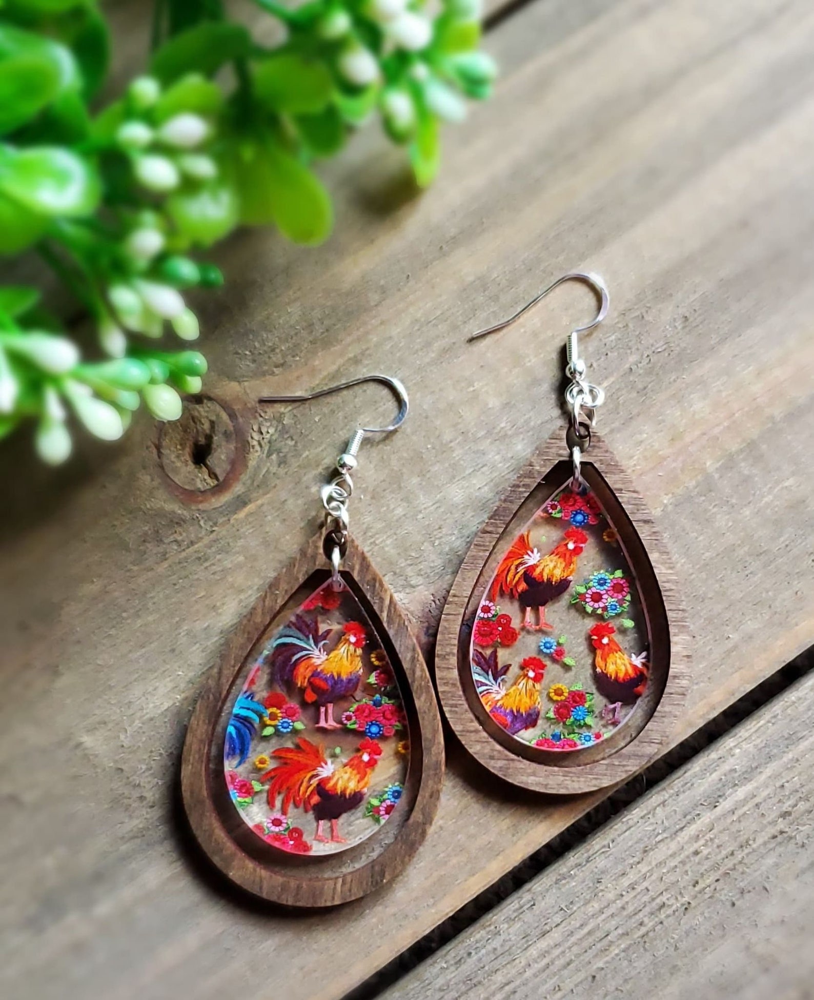 Chicken Earrings Rooster Earrings - Etsy