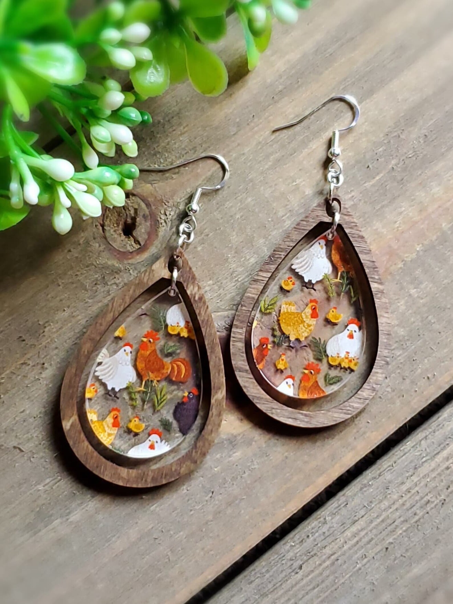 Chicken Earrings Rooster Earrings - Etsy