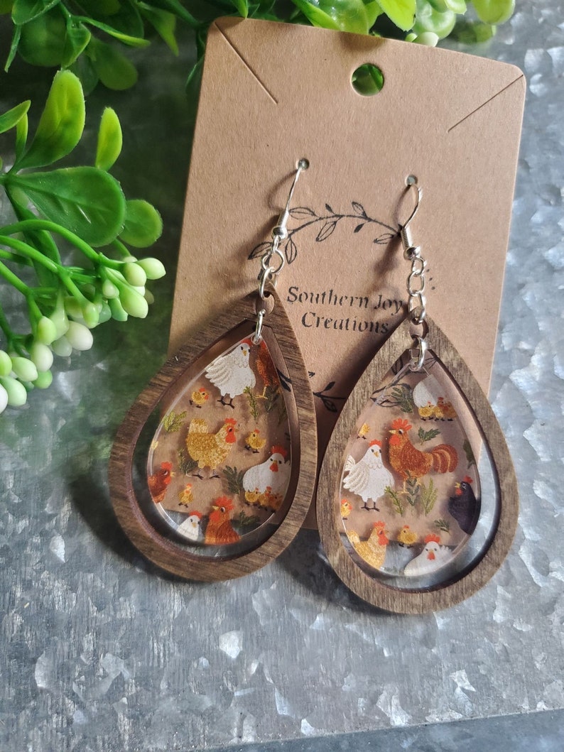 Chicken Earrings Rooster Earrings - Etsy