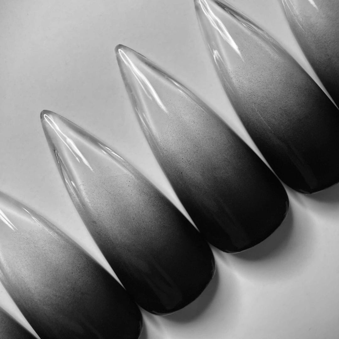 Doom - Black and Clear Ombre Press-on Nail Set - Set of 28-30 Press-on ...