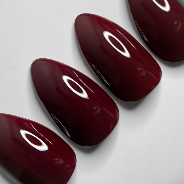 Dark Red Nails - Etsy